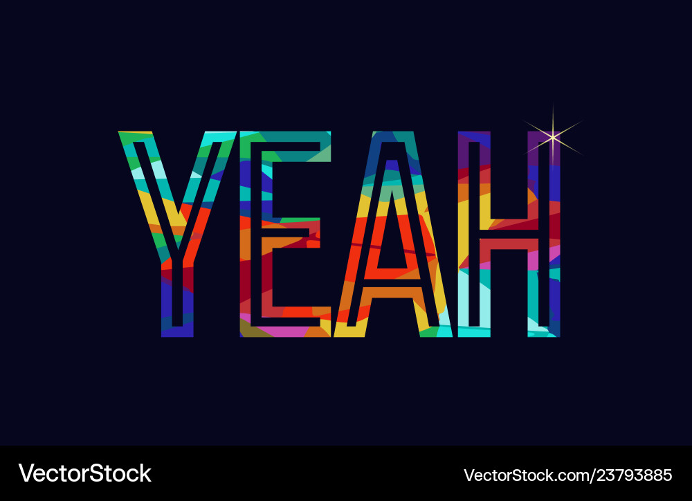 Yeah word typography design in rainbow colors logo