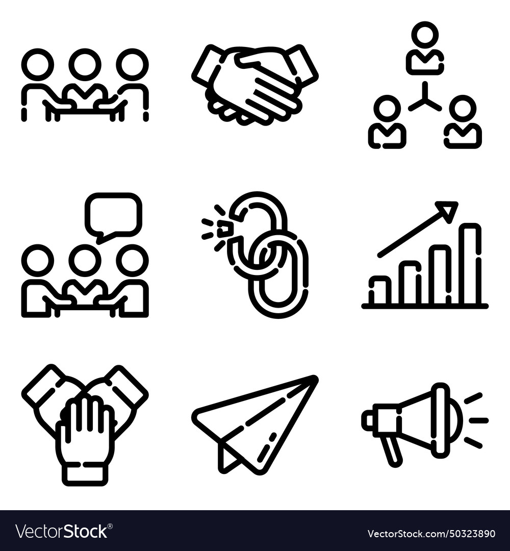 Business flat icon set isolated on white Vector Image