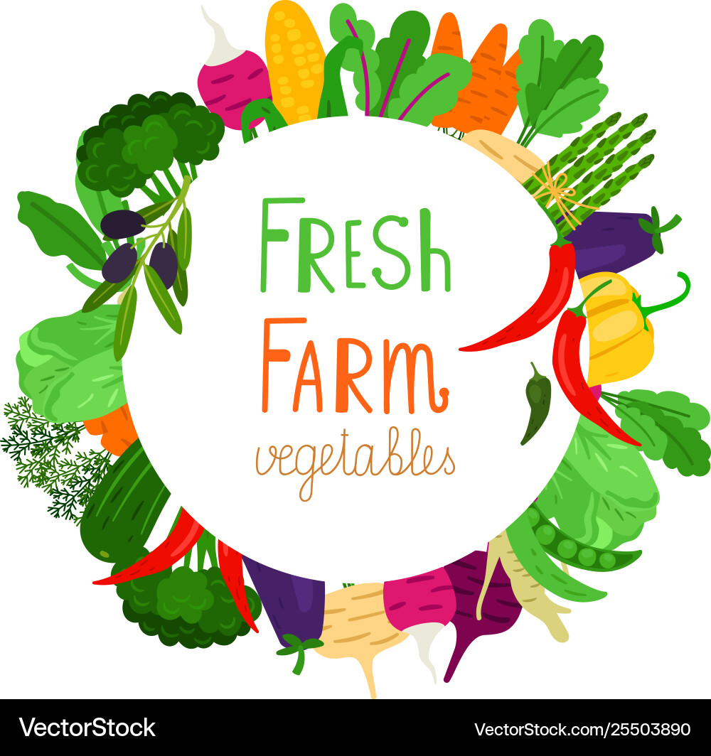 Fresh farm vegetables banner design Royalty Free Vector