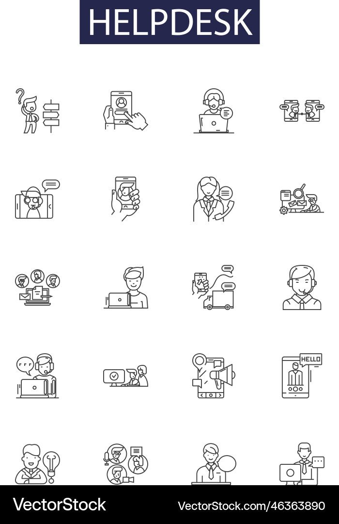 Helpdesk line icons and signs support Royalty Free Vector