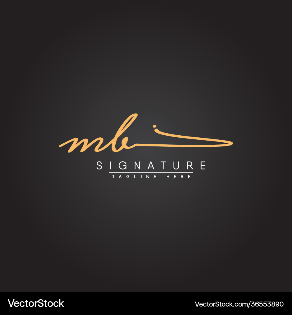 Initial letter mb logo - hand drawn signature logo