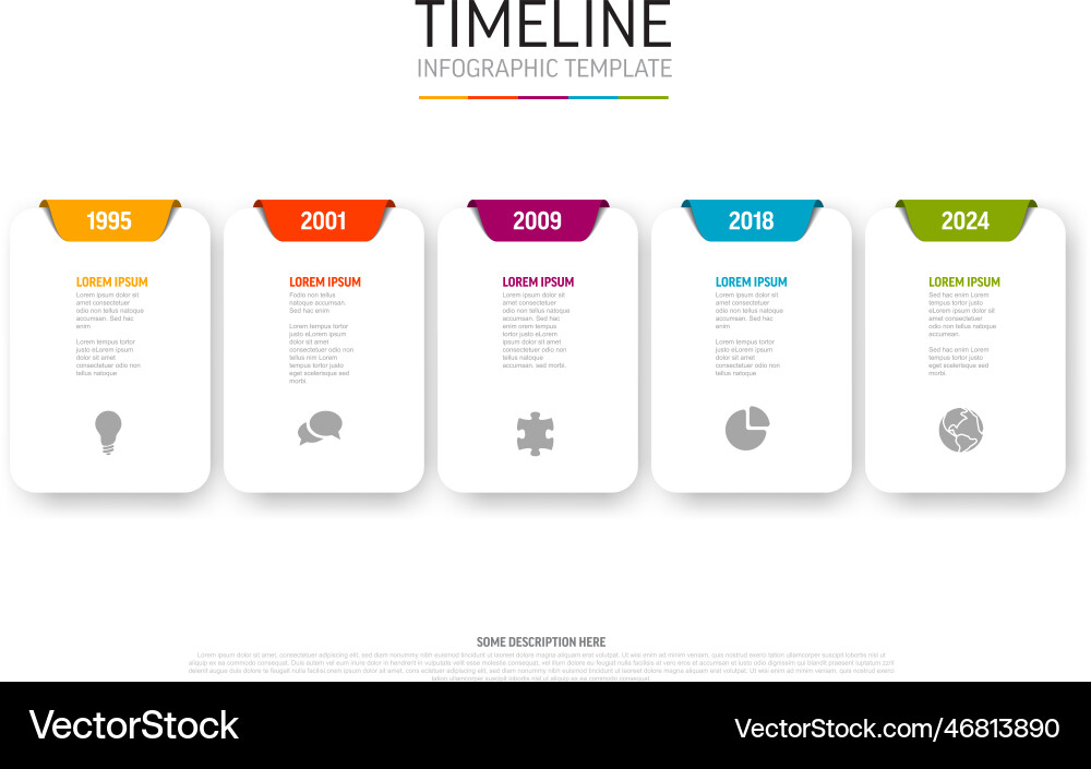 Light timeline template with white cards colorful Vector Image