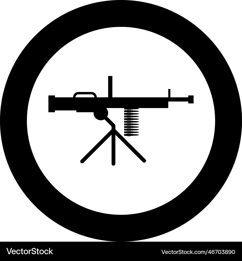 Machine-gun weapon icon in circle round black Vector Image