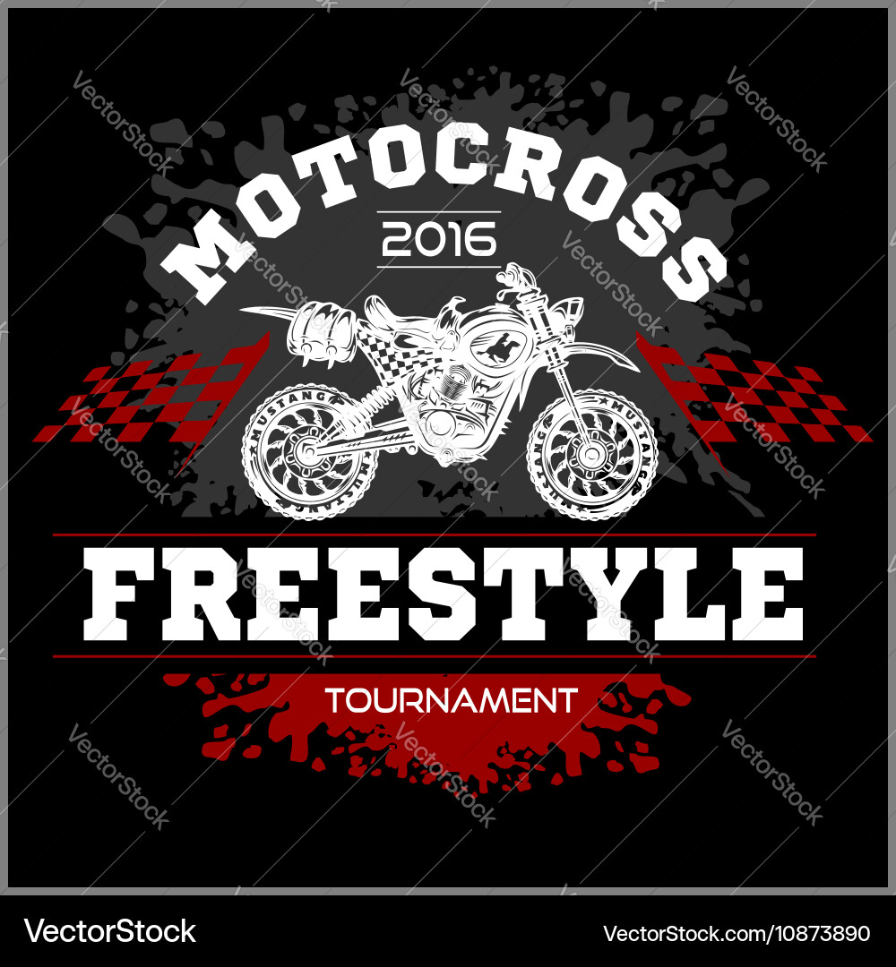 Motocross tournament emblem Royalty Free Vector Image