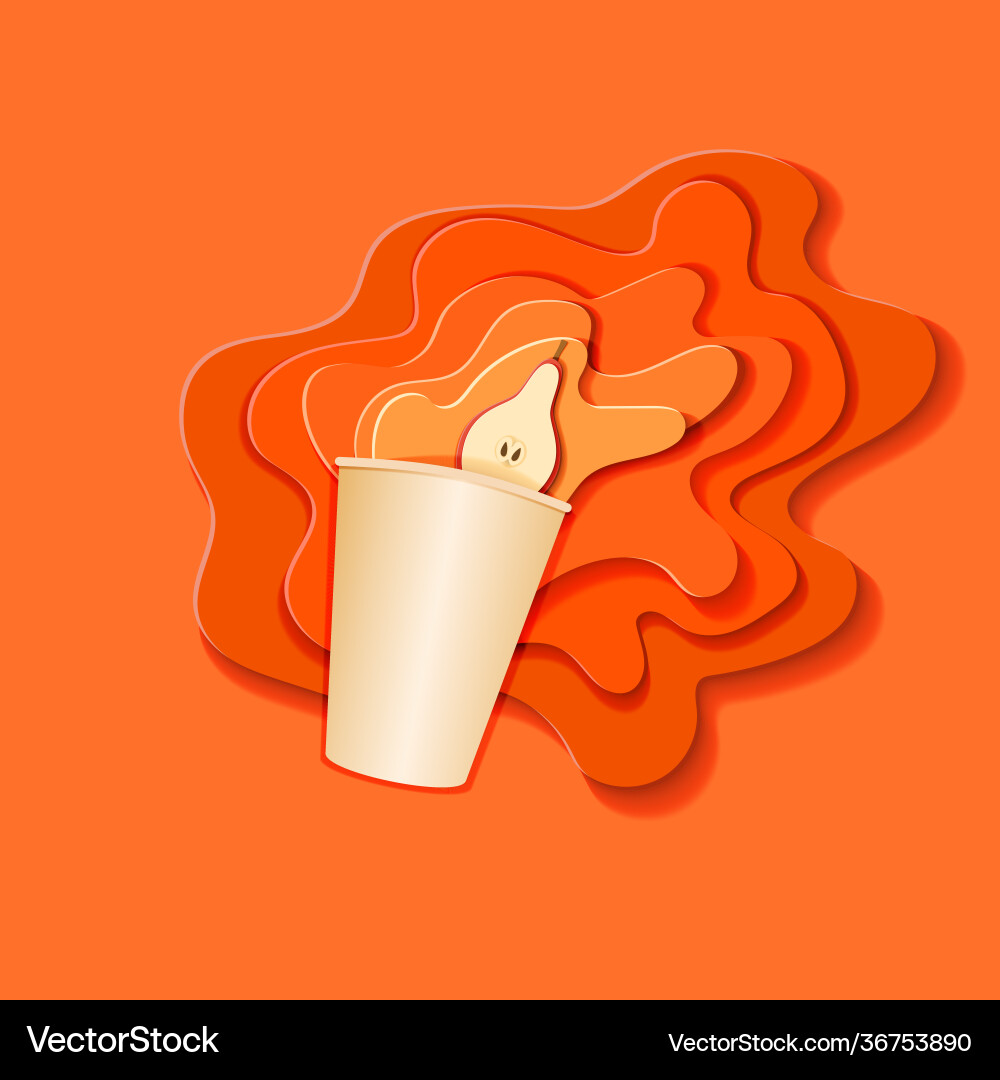 Paper cup with splash pouring juice bursts Vector Image
