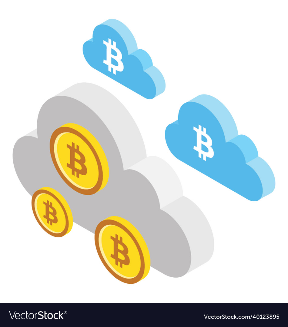 Bitcoin cloud Royalty Free Vector Image - VectorStock