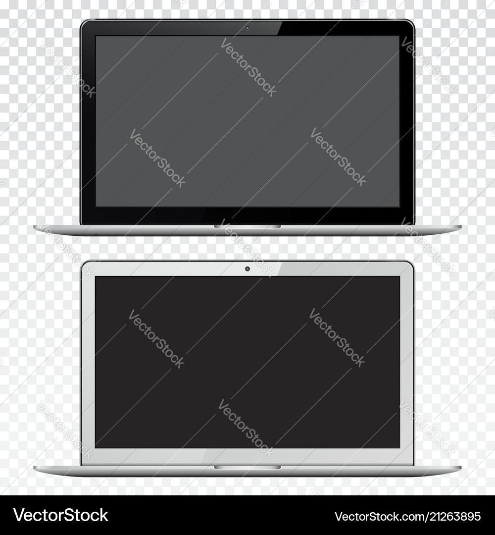 Black and white laptops isolated on transparent Vector Image