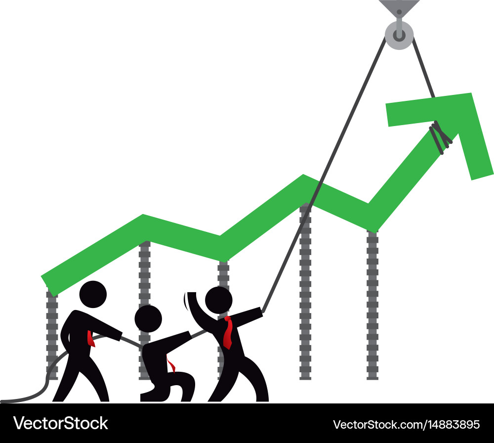 Business mens growing statistics Royalty Free Vector Image