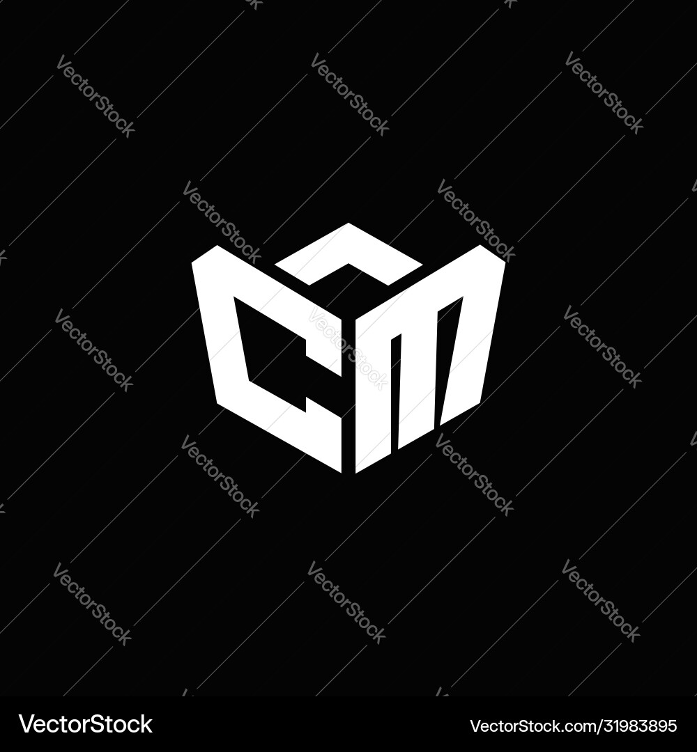 Cm logo monogram with emblem style ribbon design Vector Image