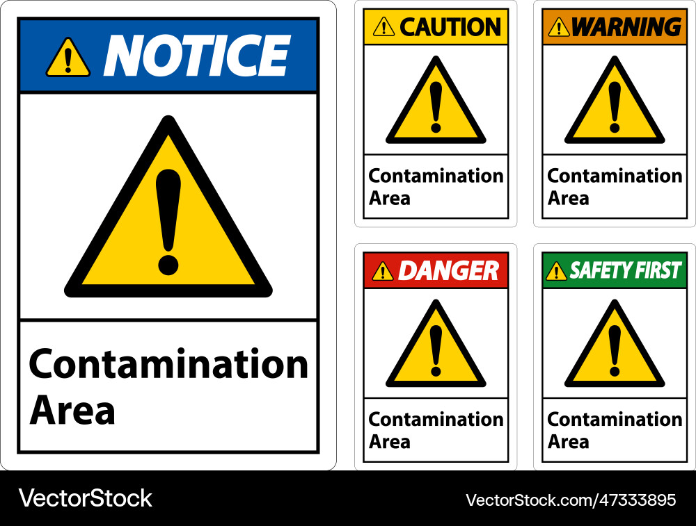Contamination area warning sign on white Vector Image