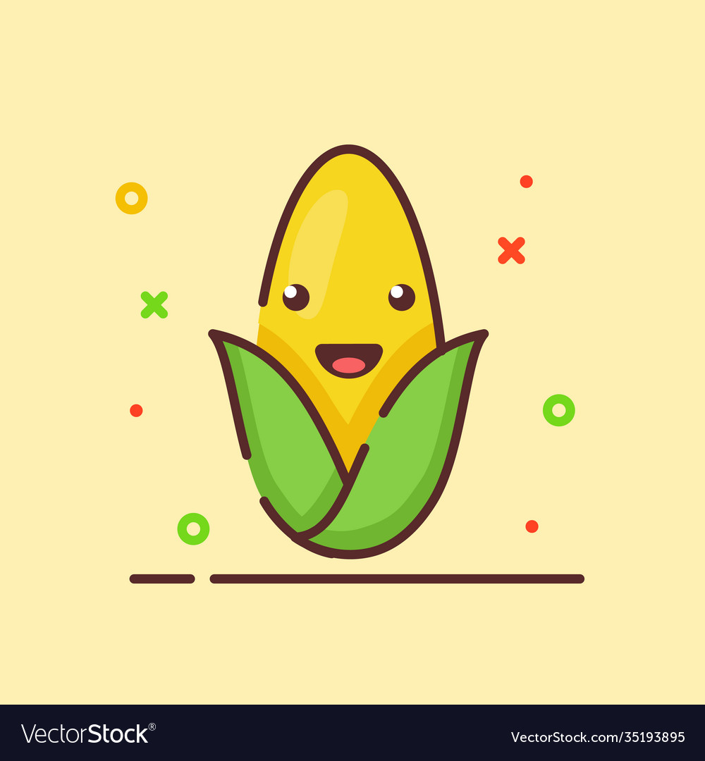 Corn cute mascot face emotion happy fruit with Vector Image