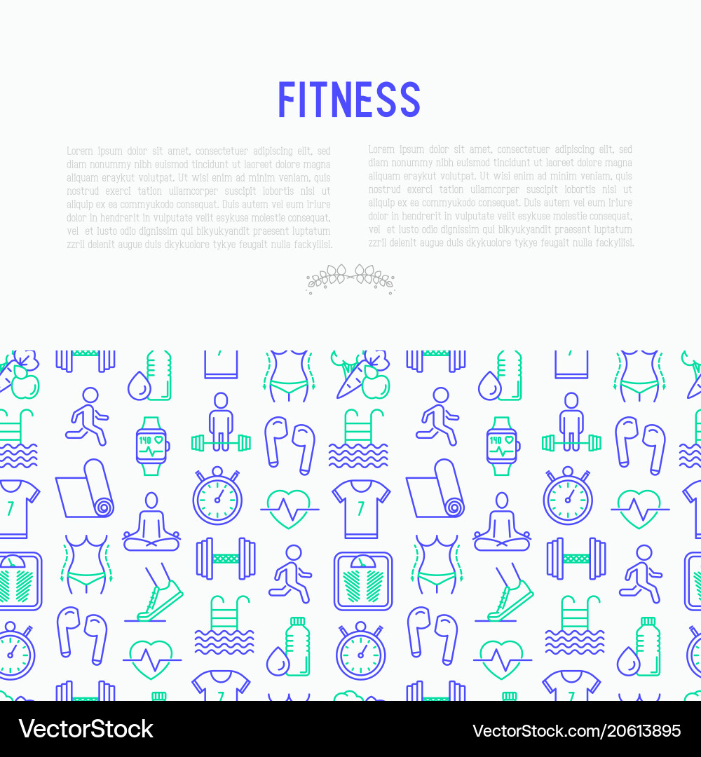 Fitness concept with thin line icons Royalty Free Vector
