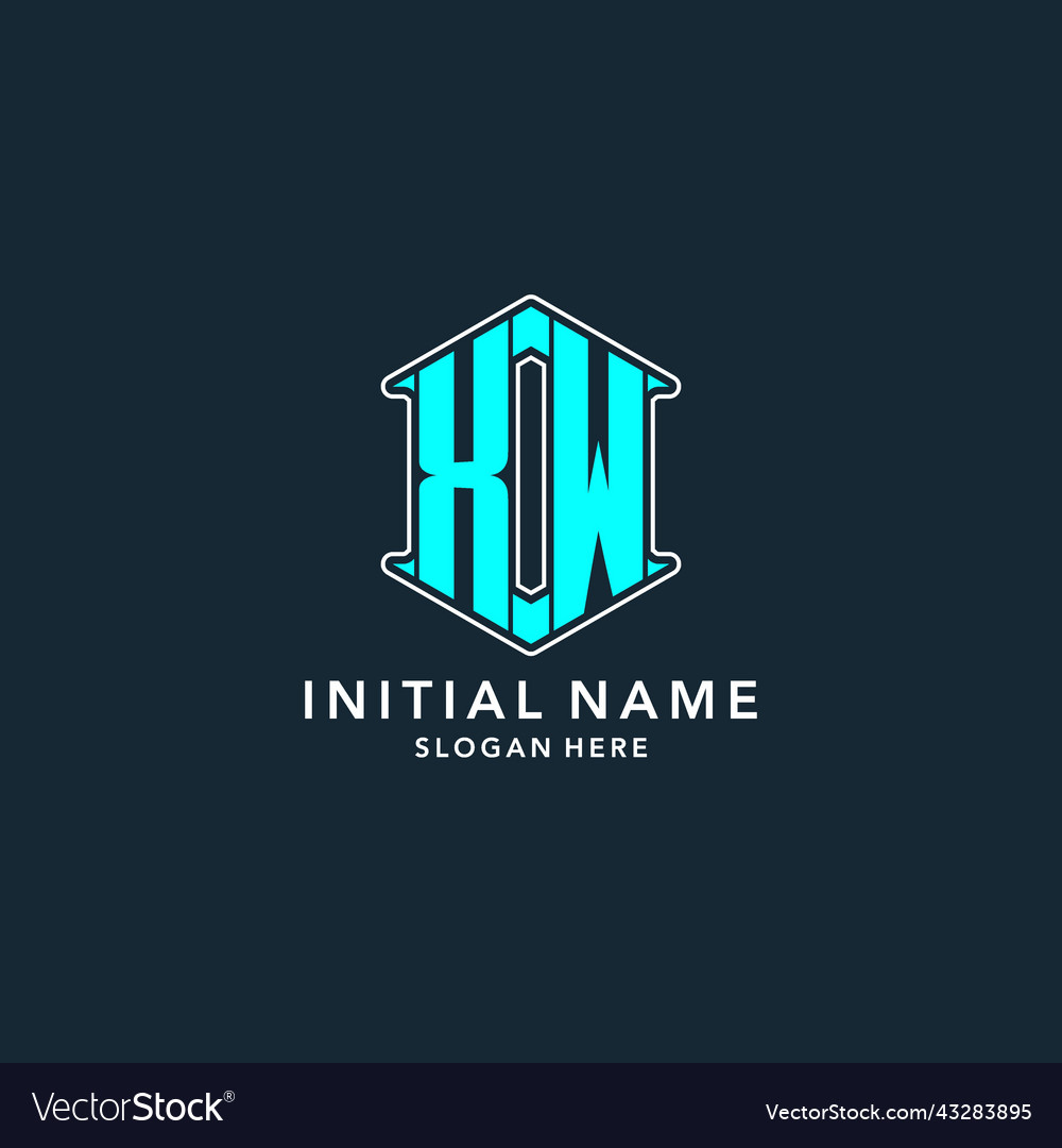 Letter xw logo with hexagon shape geometric style Vector Image Letter xw logo with hexagon shape geometric style Vector Image