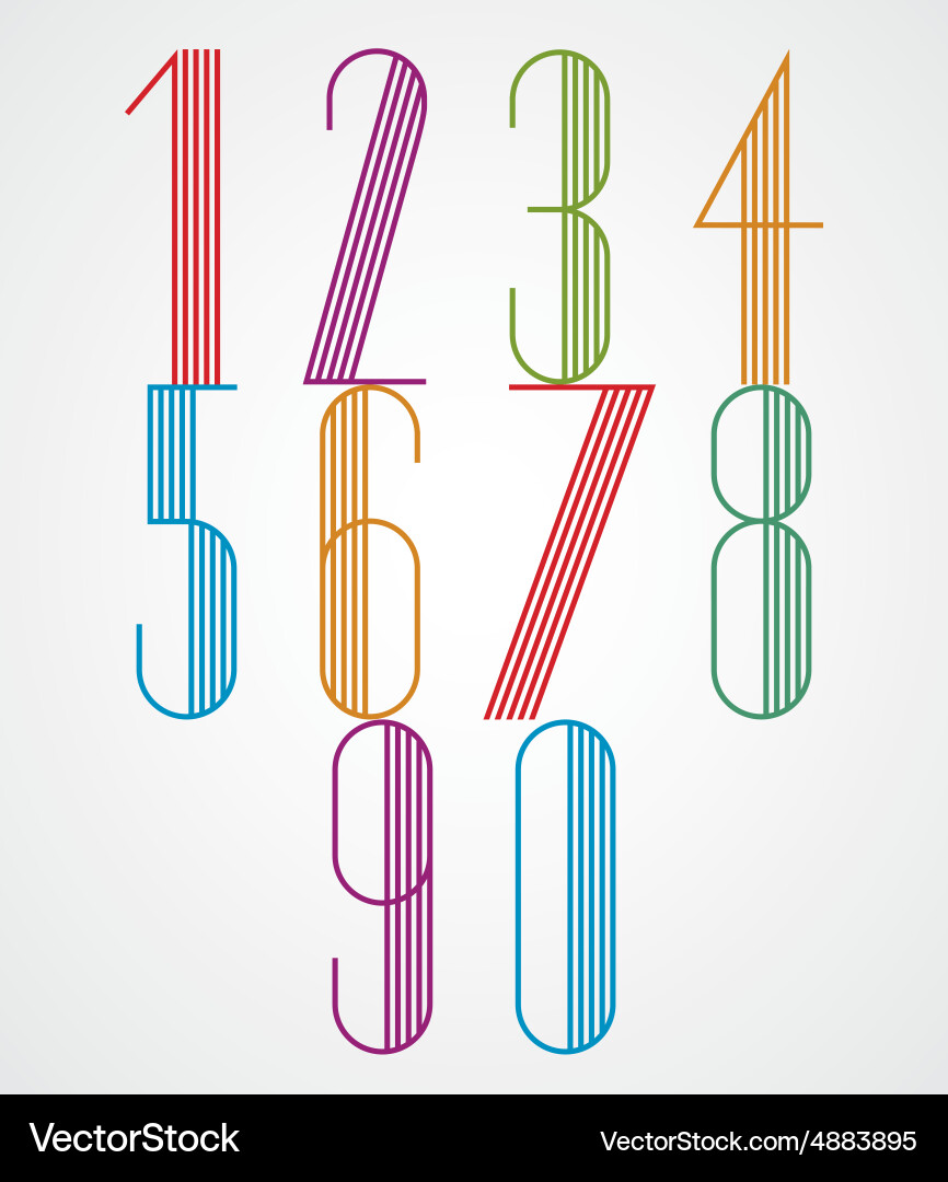Poster tall colorful numbers with parallel stripes
