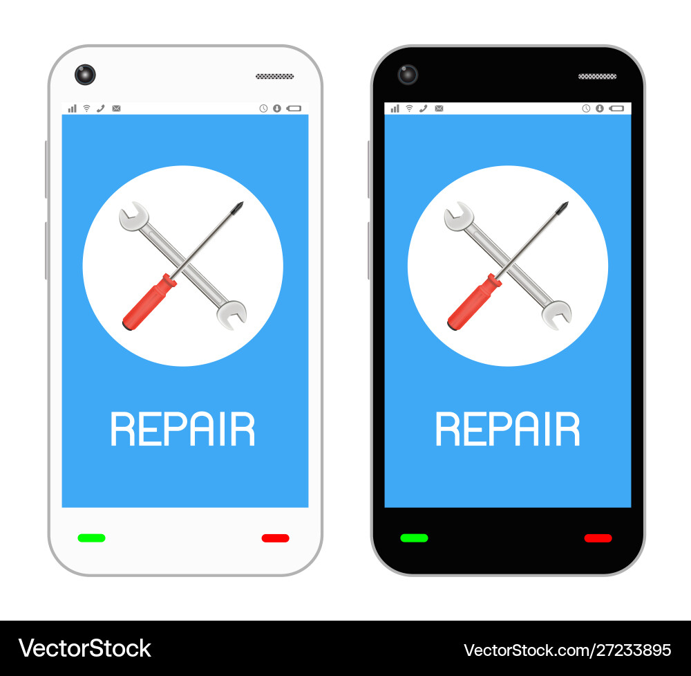 Repair logo on smartphone screen Royalty Free Vector Image