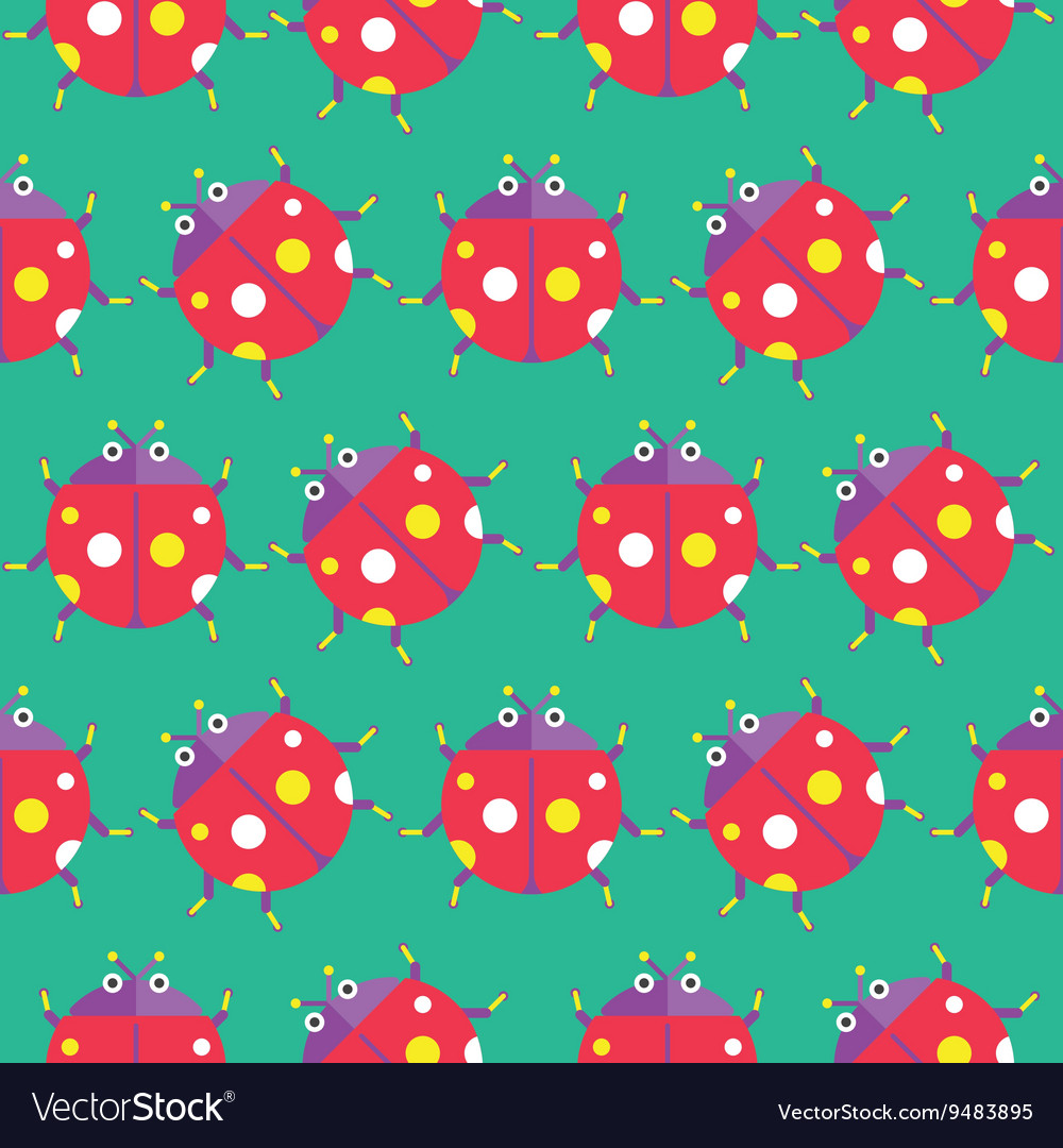 Seamless ladybug pattern insect Royalty Free Vector Image