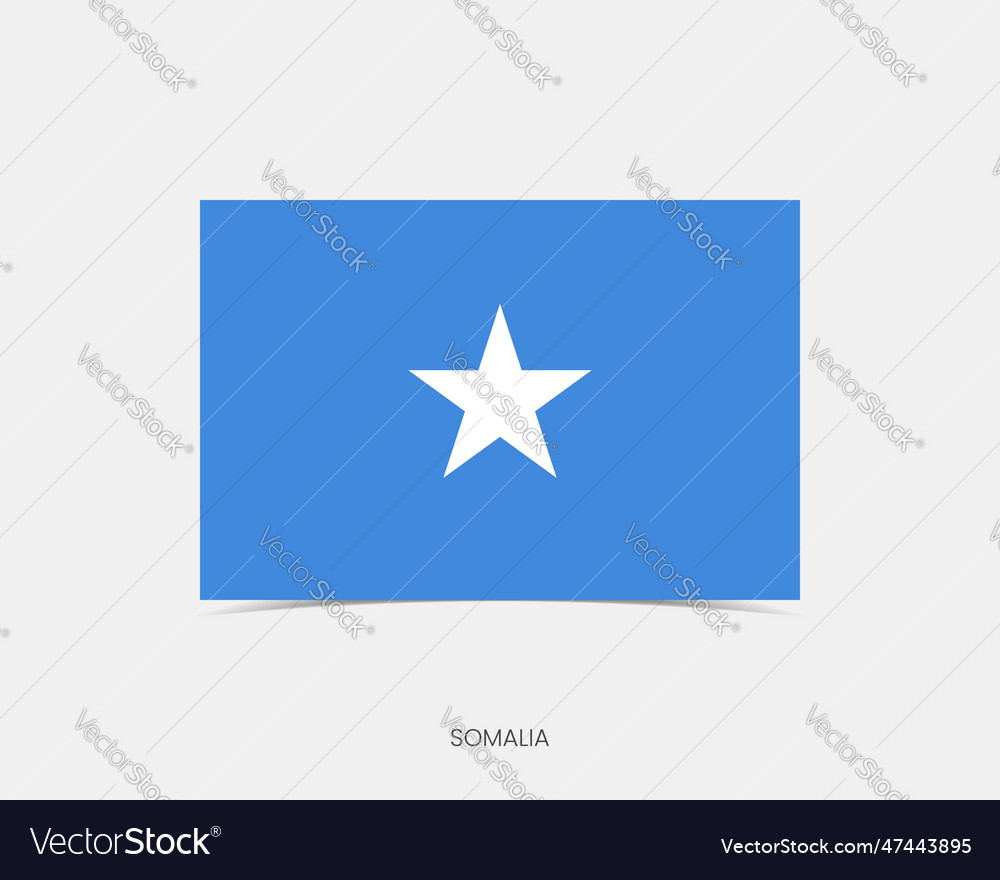 Somalia rectangle flag icon with shadow Royalty Free Vector