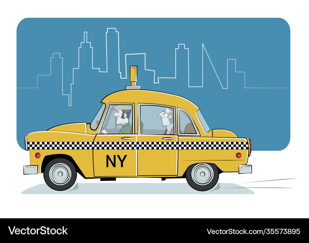 Yellow cab retro silhouette on a white background Vector Image