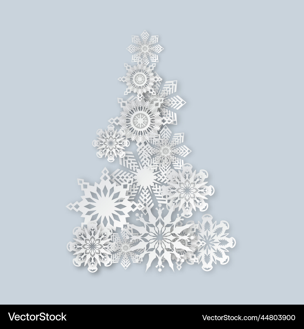 Christmas tree symbol from realistic paper Vector Image