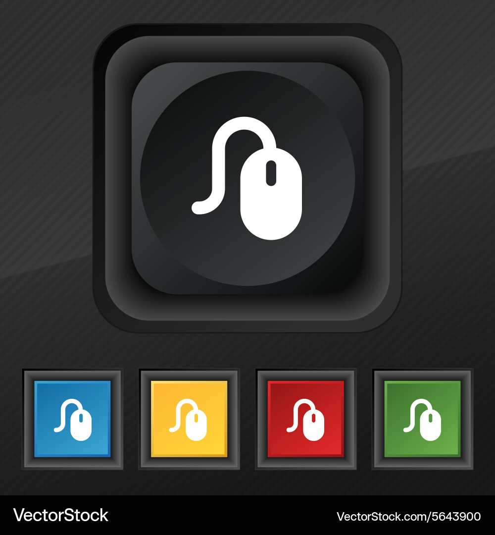Computer mouse icon symbol set of five colorful Vector Image