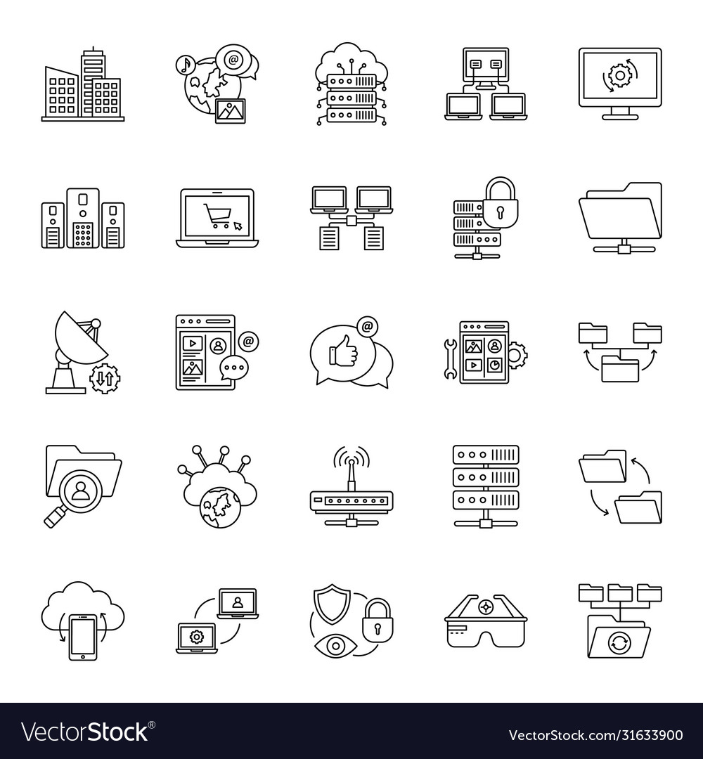 Data and networking icons set every single Vector Image