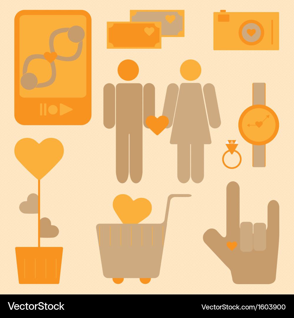 Design love and heart items Royalty Free Vector Image