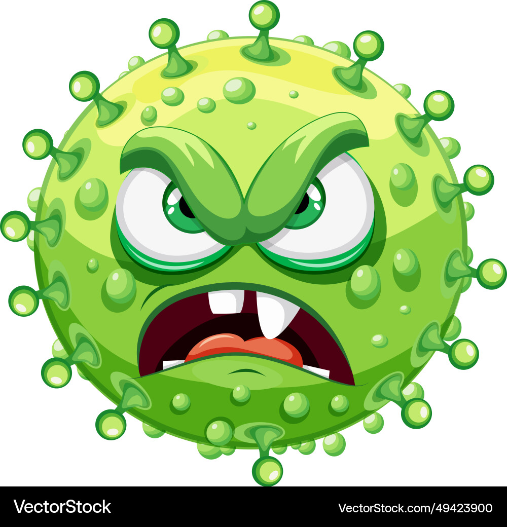 Green bacteria germ virus monster cartoon Vector Image