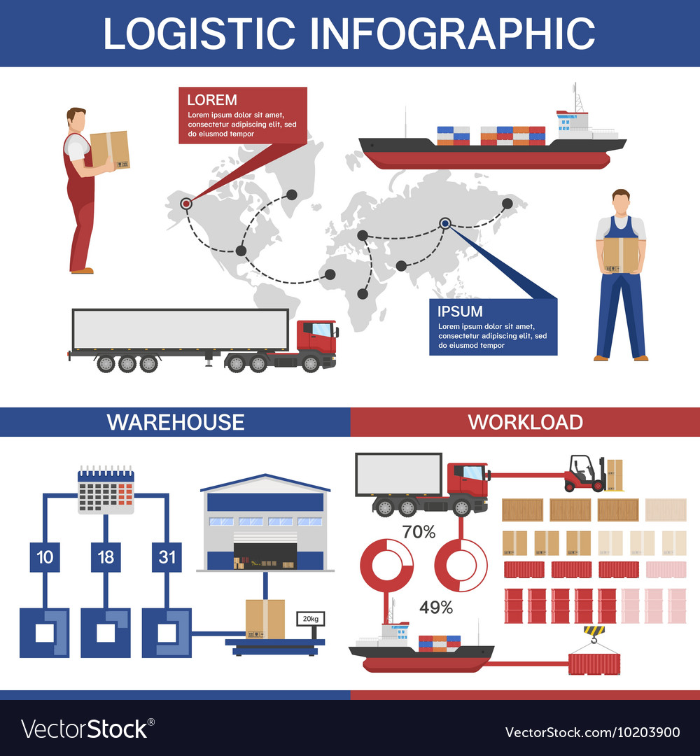 Logistics Infographics Black White Background Vector Eps Cargo Hot