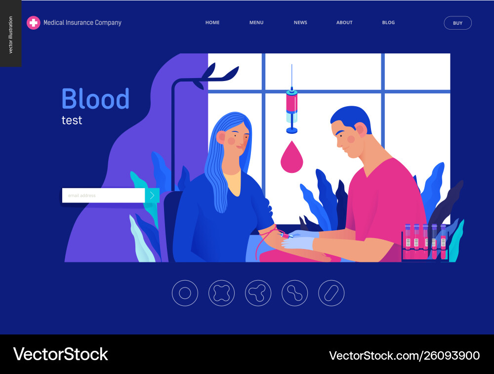 Medical tests blue template - blood test Vector Image