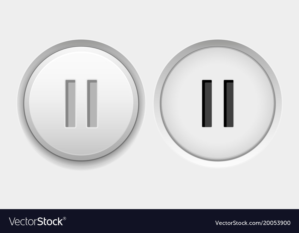 Pause round white interface buttons normal Vector Image