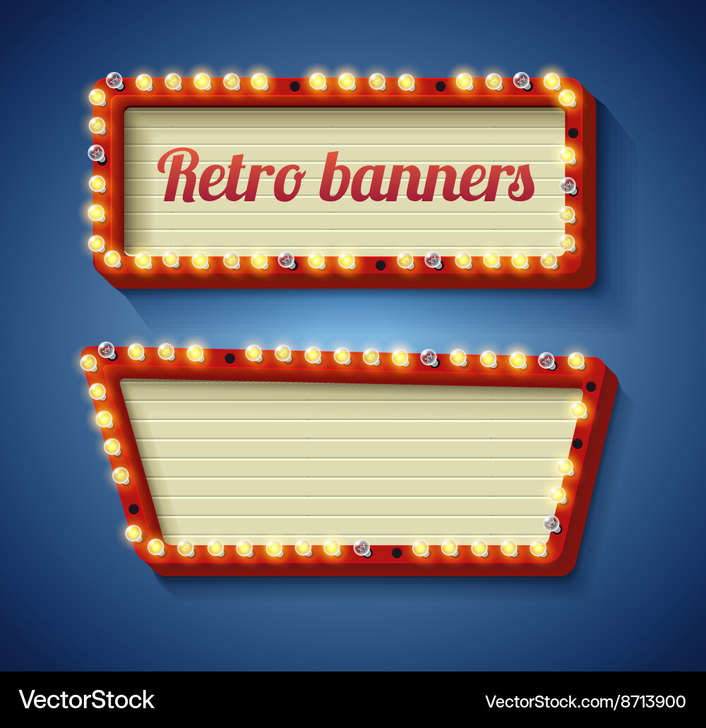 Retro sign with glowing lamps Royalty Free Vector Image