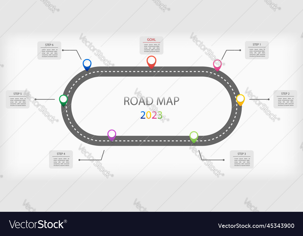 Road map infographic design elements Royalty Free Vector