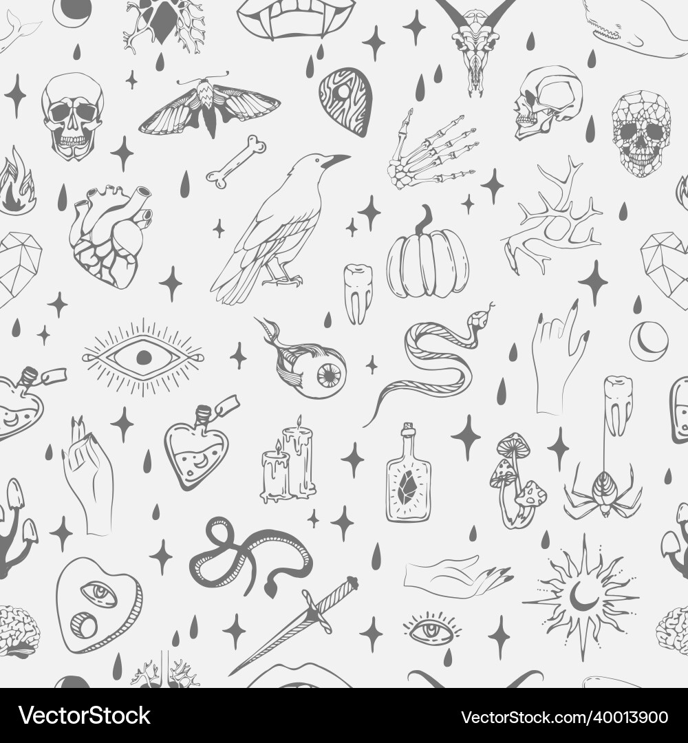Seamless pattern with boho hand drawn Royalty Free Vector
