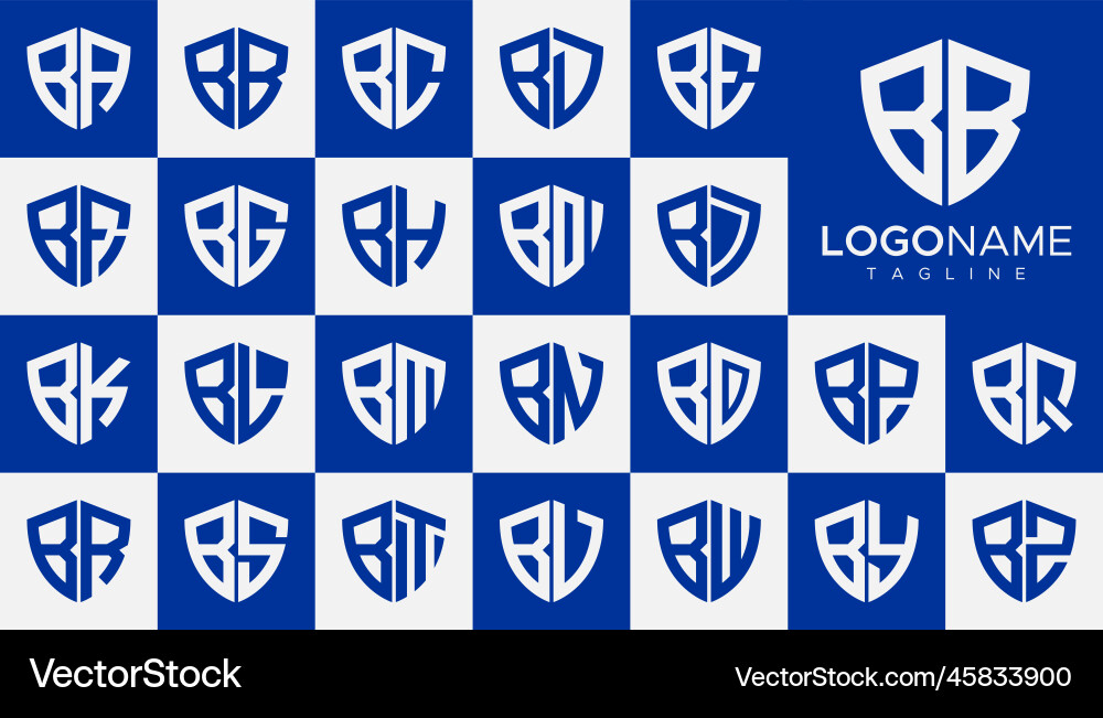 Set of shield b letter logo design Royalty Free Vector Image