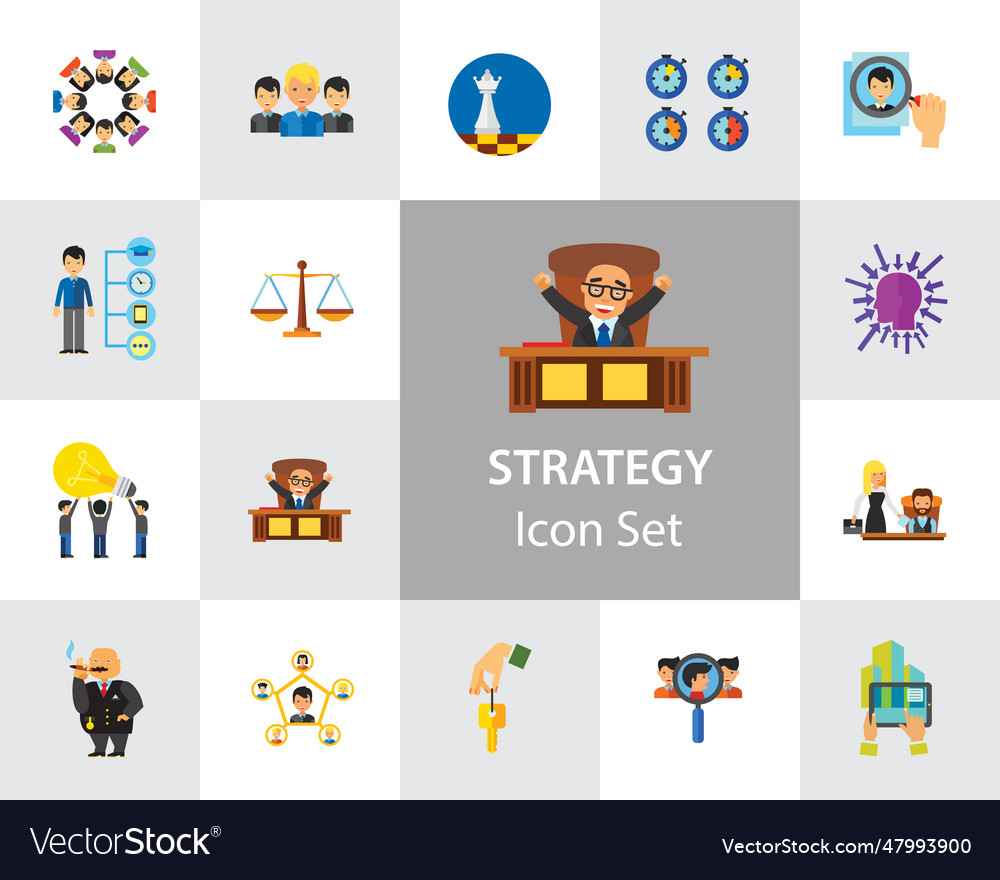 Strategy icon set Royalty Free Vector Image - VectorStock