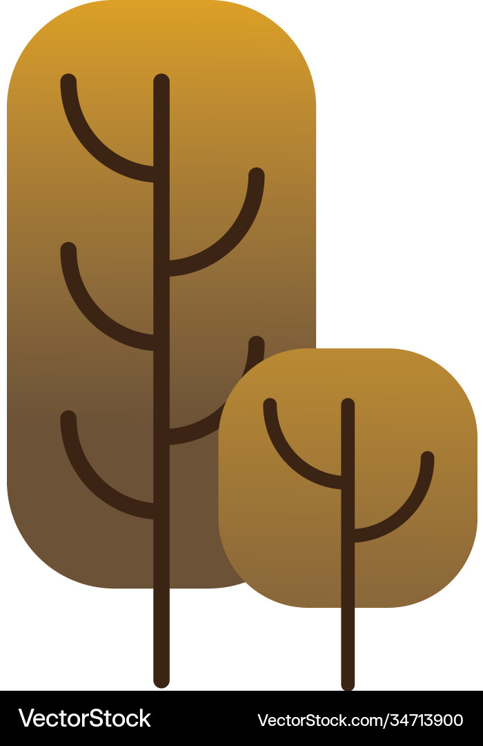 Yellow trees plants forest isolated icons Vector Image