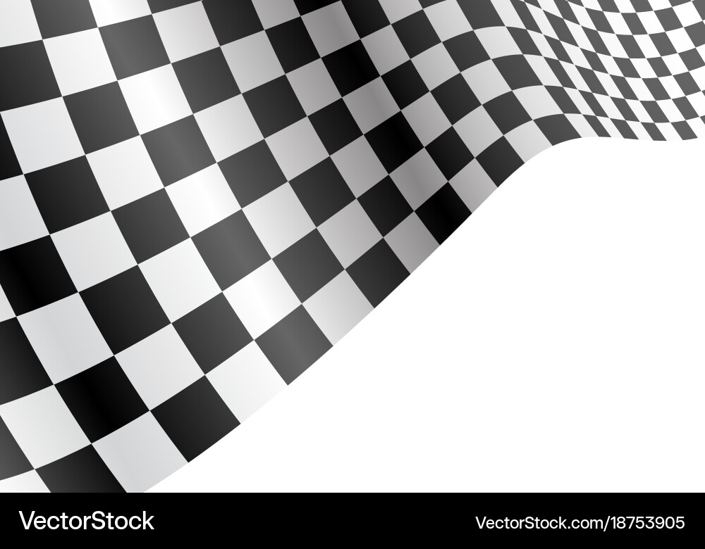 Checkered flag flying wave white sport race Vector Image