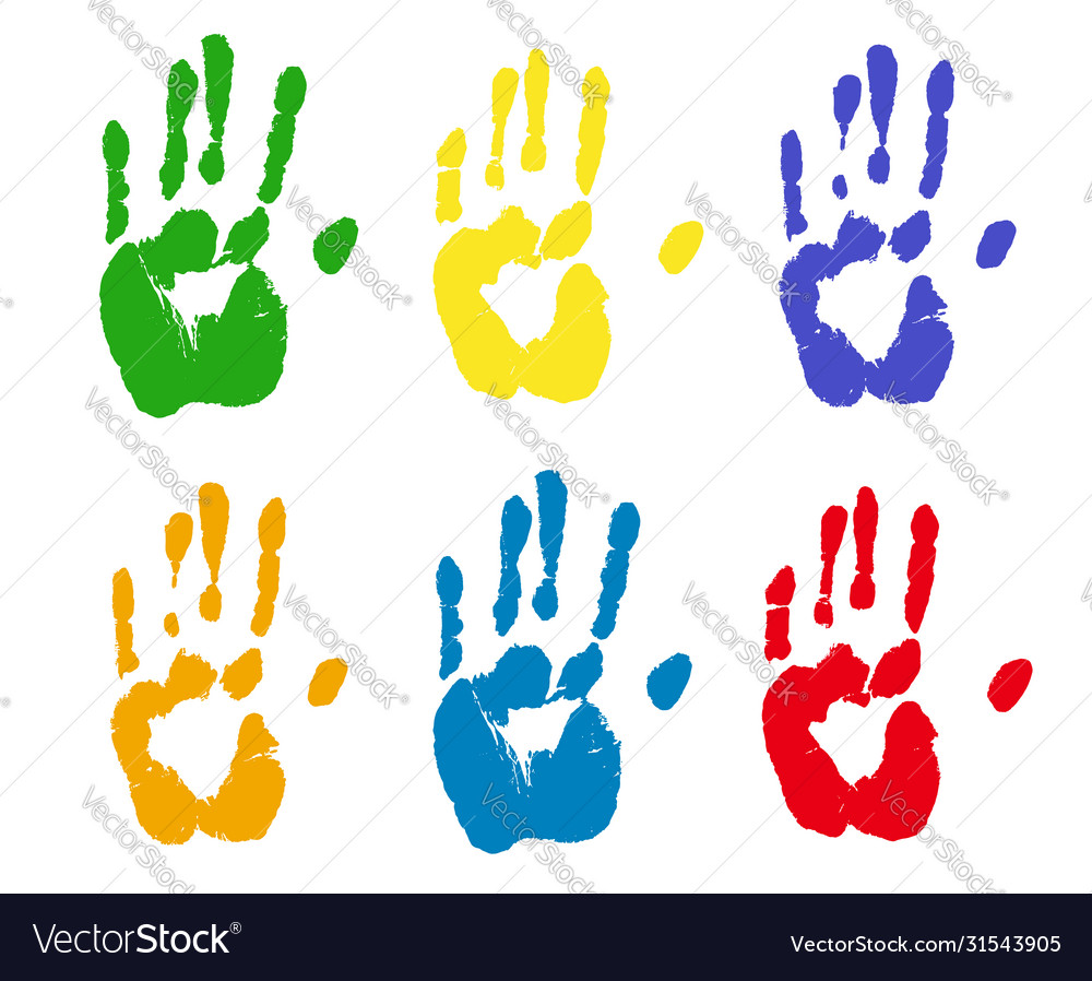 Colorful prints human hands Royalty Free Vector Image