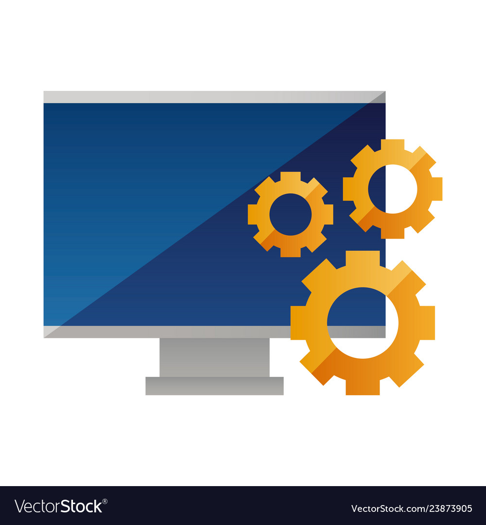 Computer monitor gears Royalty Free Vector Image