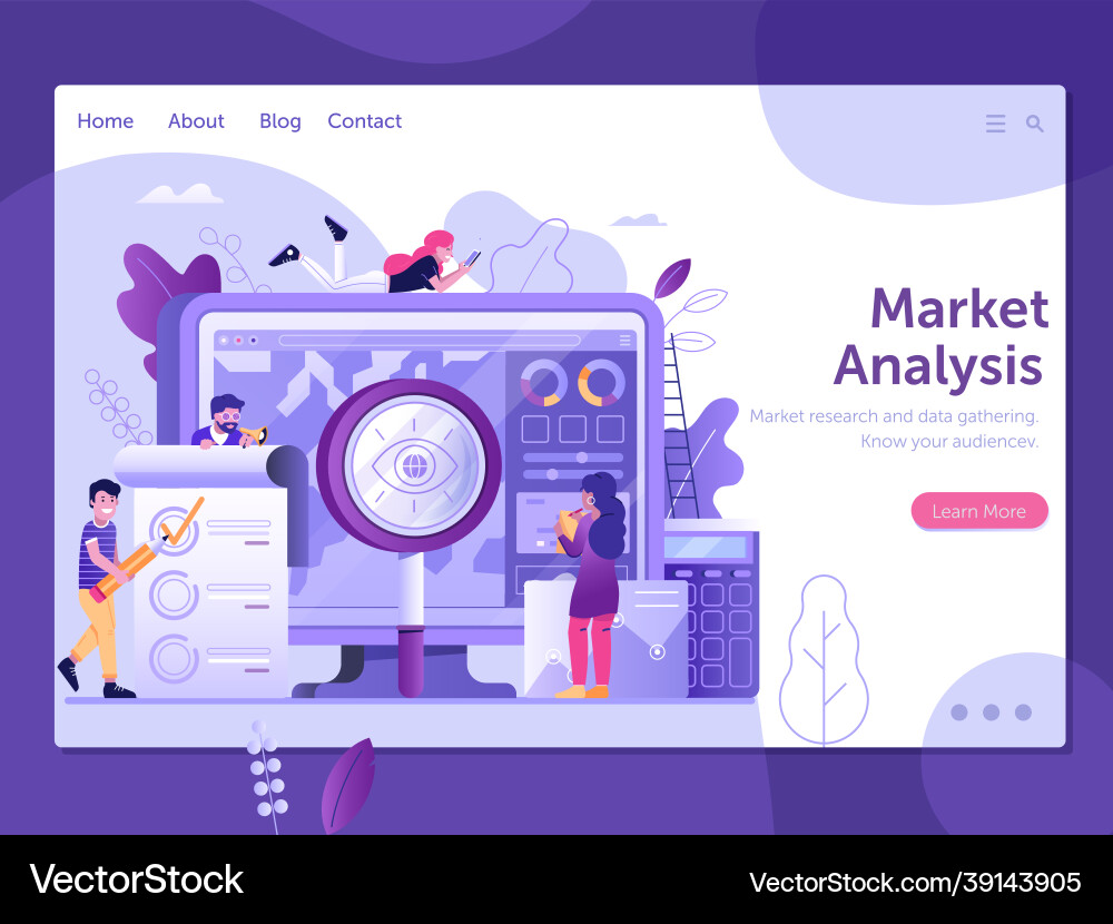 Global market analysis and research web banner Vector Image