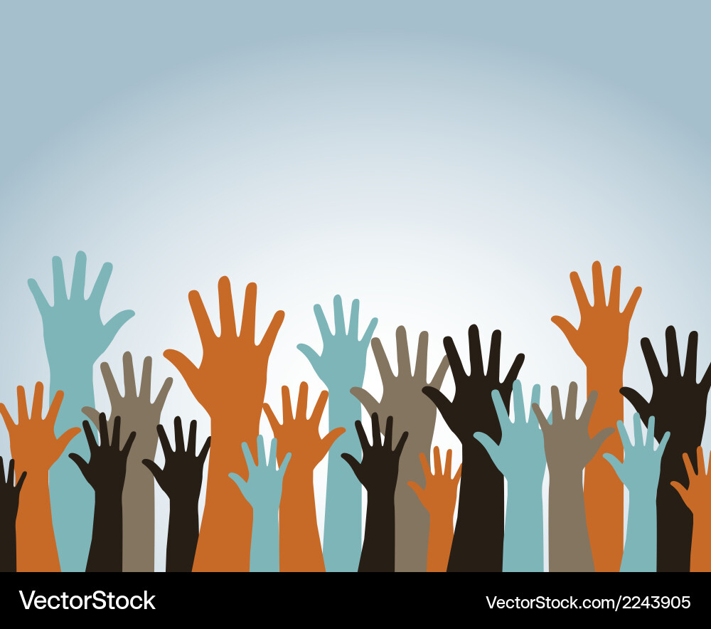 Hands up over blue background Royalty Free Vector Image