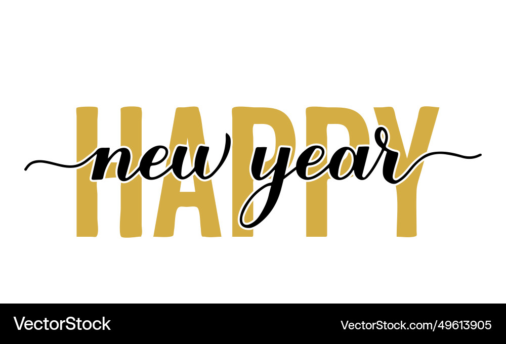 Happy new year calligraphy hand lettering Vector Image