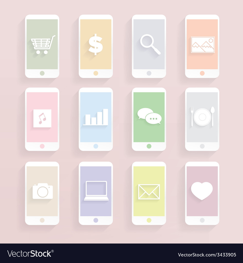Mobile phone function icon set Royalty Free Vector Image