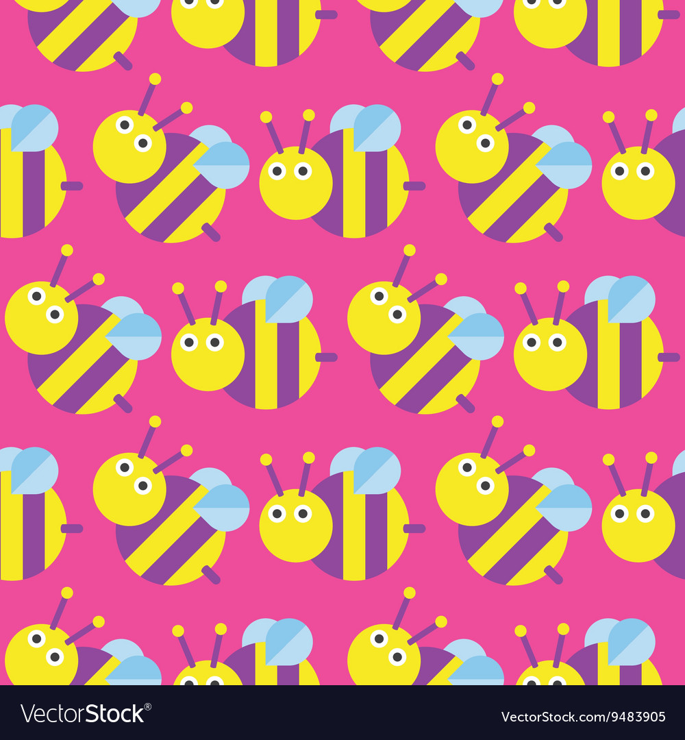 Seamless bee pattern icon insect Royalty Free Vector Image