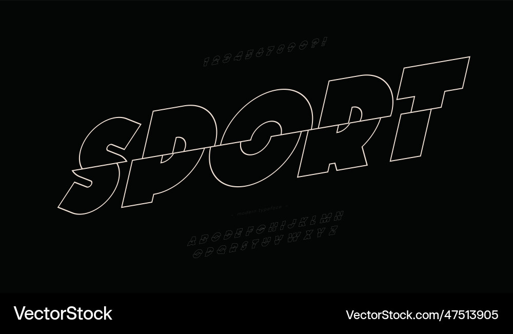 Sport alphabet line style modern typography Vector Image
