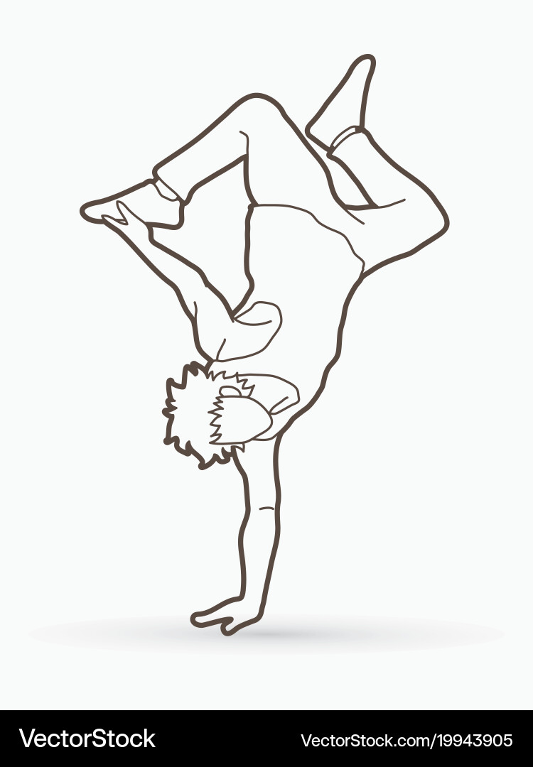Street dance b boys dancing action outline Vector Image