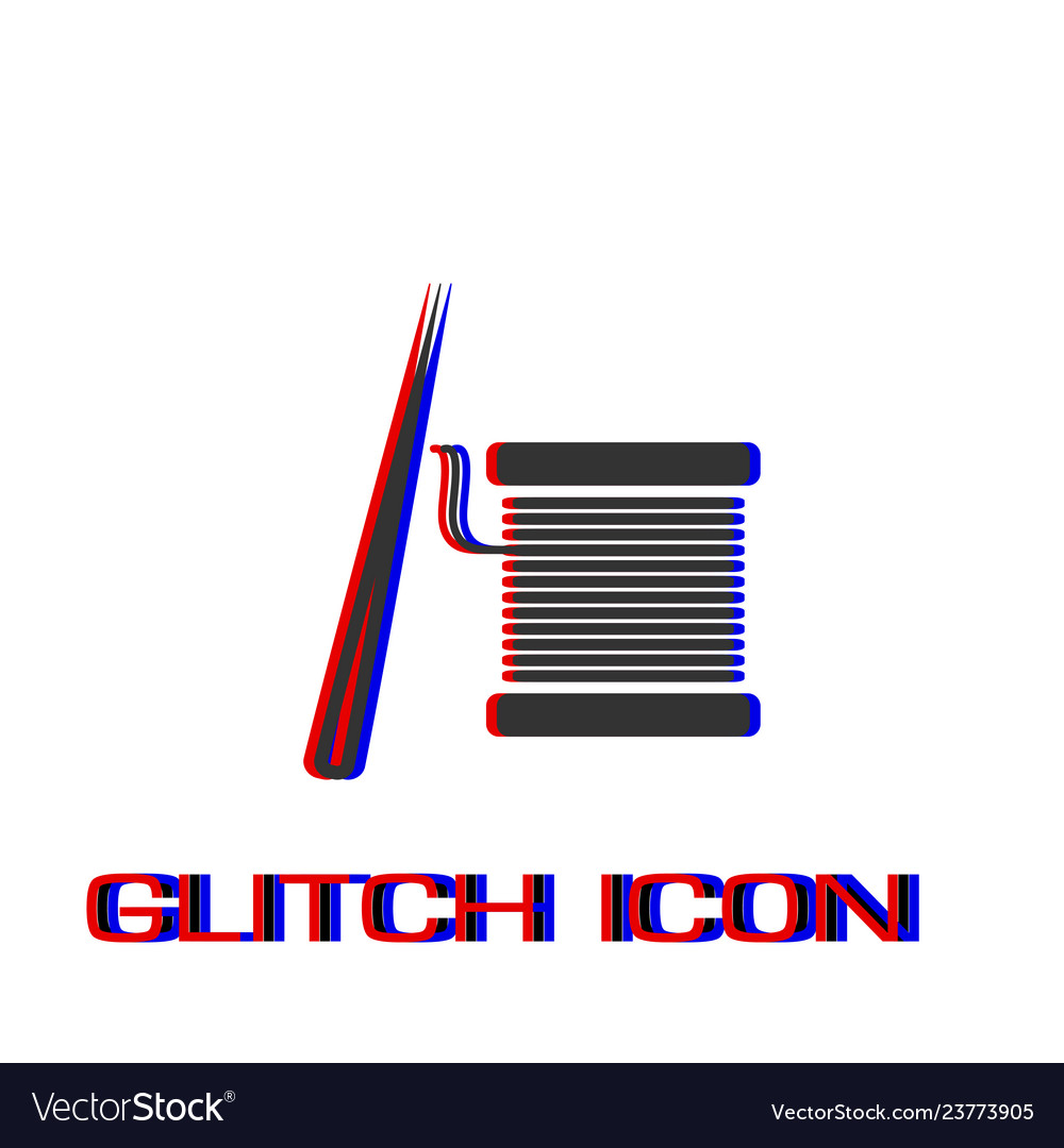 Thread spool and needle icon flat Royalty Free Vector Image
