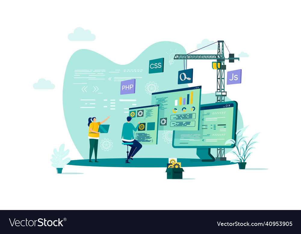 Web development concept in flat style Royalty Free Vector
