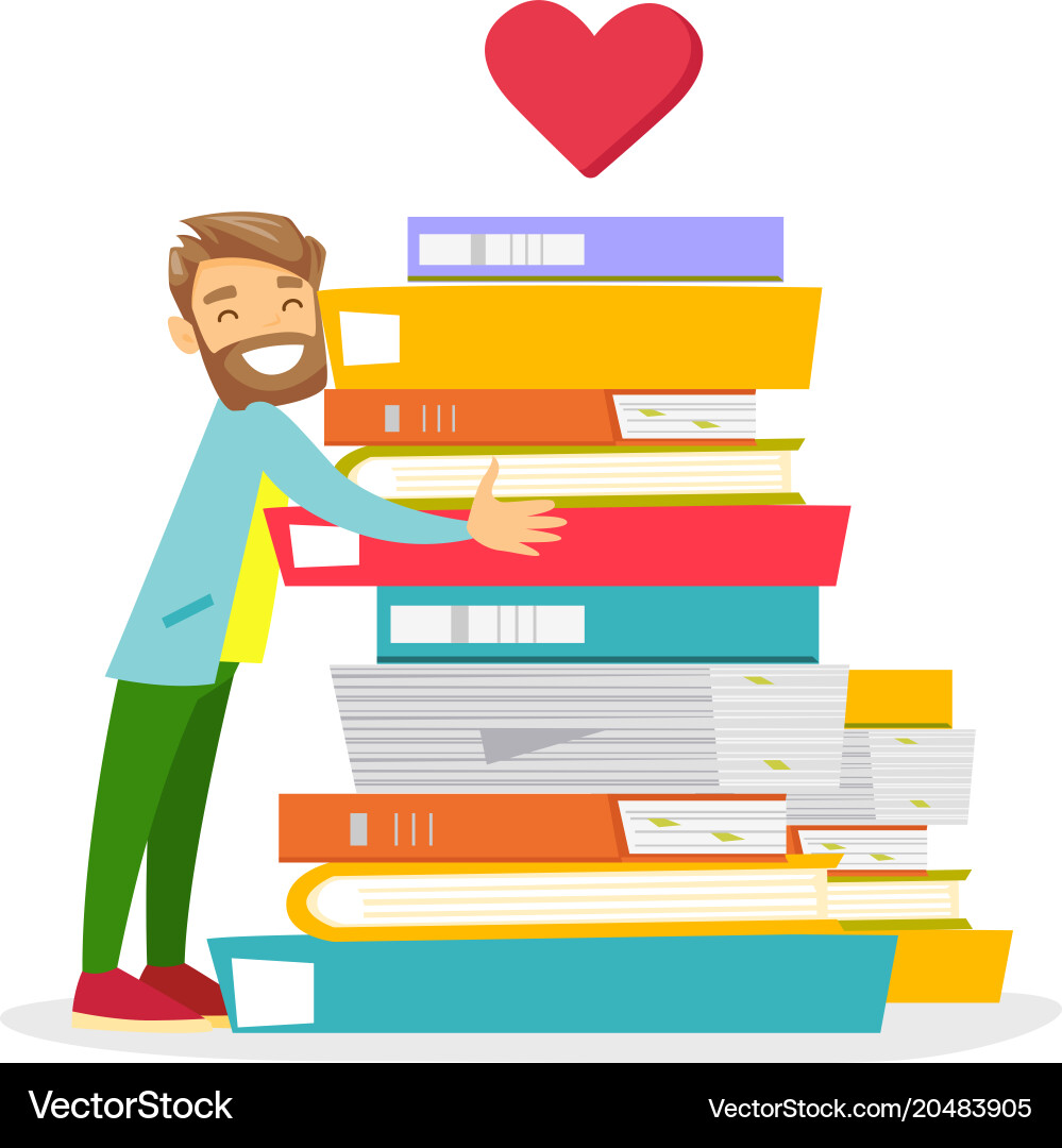 Young caucasian white student holding a book Vector Image