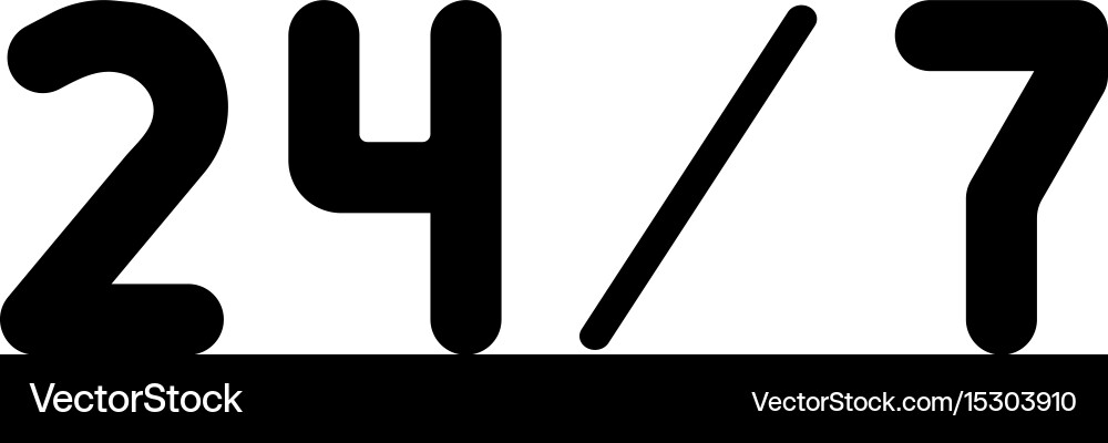 247 service the black color icon Royalty Free Vector Image
